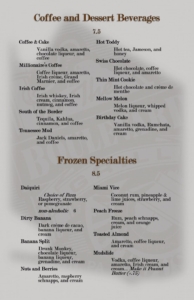 The Boulevard Grill Menus | Lunch Dinner Cocktails Beverages Banquet